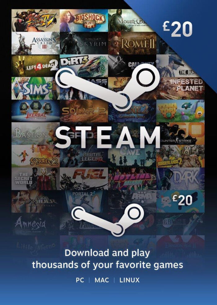 Steam Wallet Card 20 GBP | Buy Steam gift card code! | ENEBA