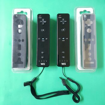 Comprar PACK 2 MANDOS WII NEGROS ORIGINALES + 2 FUNDAS NUEVAS NEGRAS ...